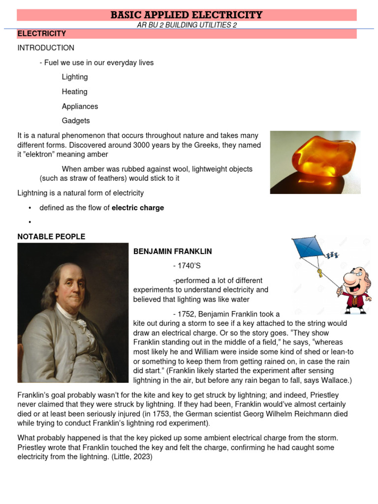 Building Utilities 2 Notes 1 | PDF | Electricity | Electric Current