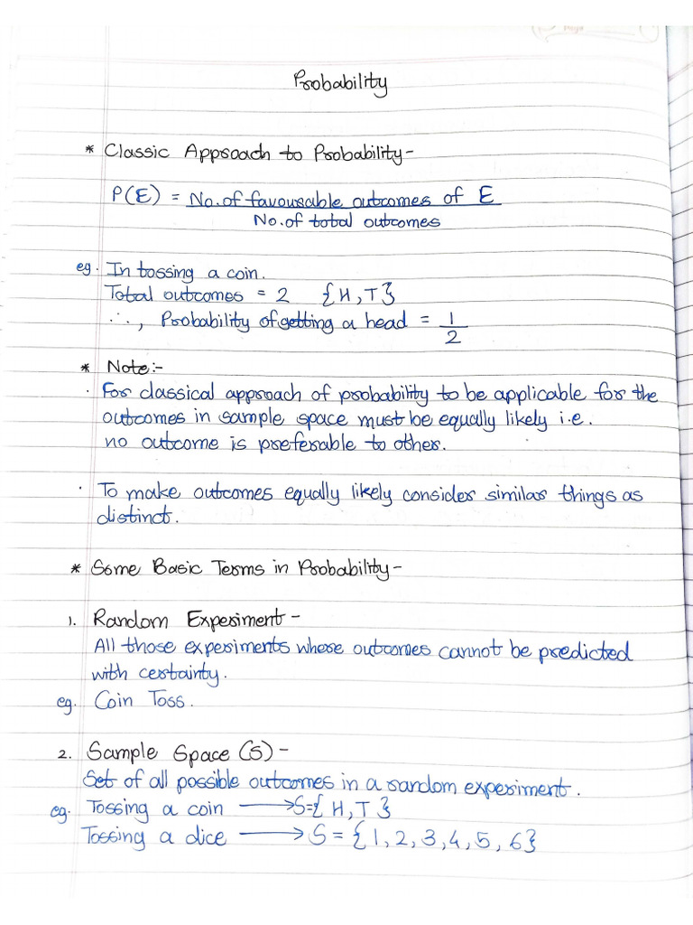 Probability Short Notes PDF | PDF