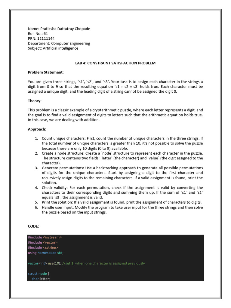 36ny8uhc1vcsa 61 Ai Lab4 | PDF | Computer Programming | Mathematics