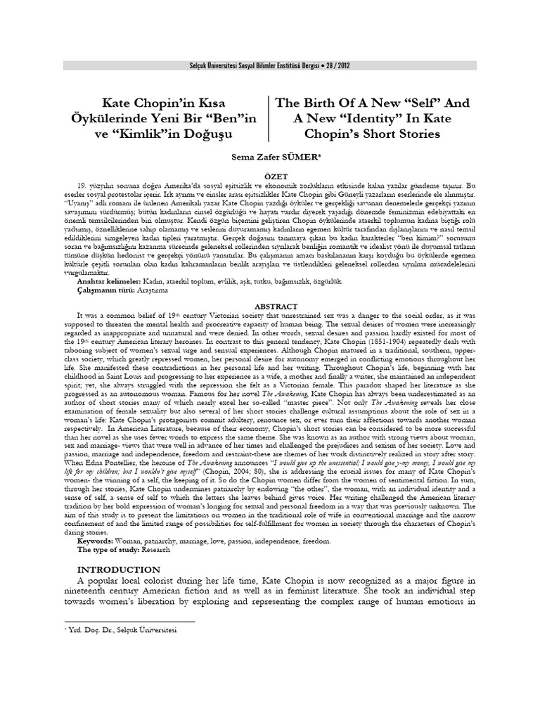 Birth of a New “Self” and a New “Identity” in Chopin’s Short Stories ...