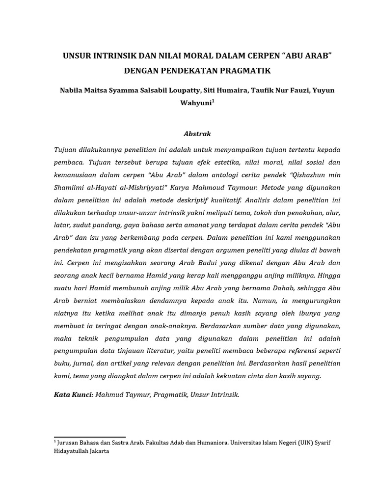 Analisis Prosa Kel.9 Abu Arab (Revisi) | PDF