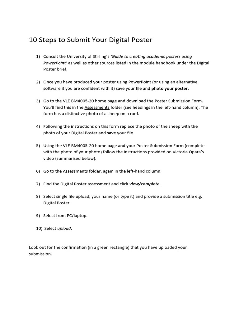 Digital Poster Submission Guide | PDF | Business | Computers