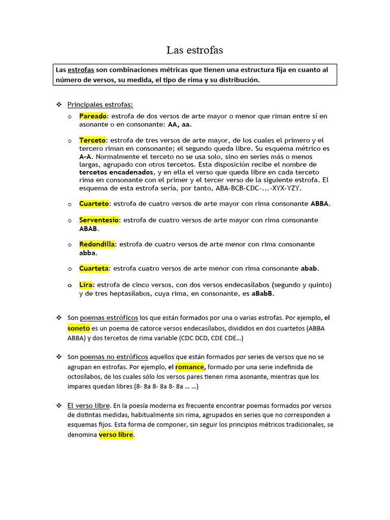 13 - Las Estrofas (2ESO) | PDF | Poesía | Clásicos