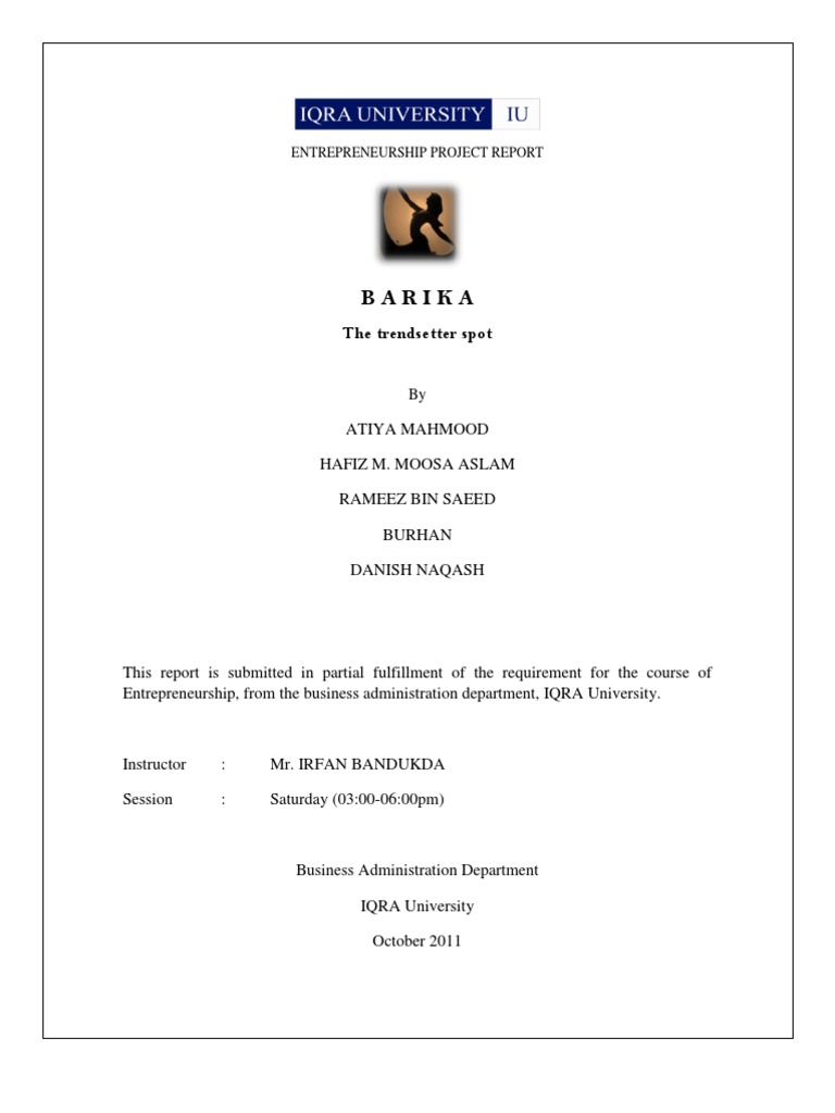 Entrepreneurship Project Report | PDF | Advertising | Mass Media