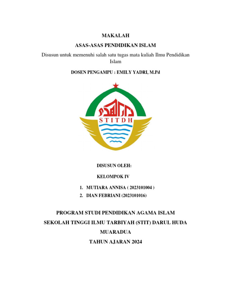 Asas Pendidikan Islam: Panduan Lengkap | PDF