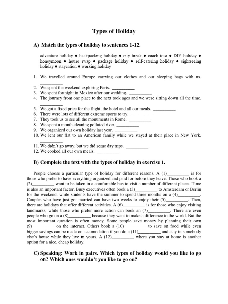 Types of Holiday | PDF