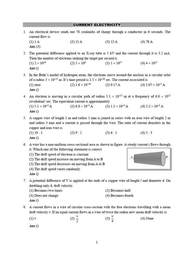 Current Electricity | PDF | Electrical Resistance And Conductance | Electrical Conductor