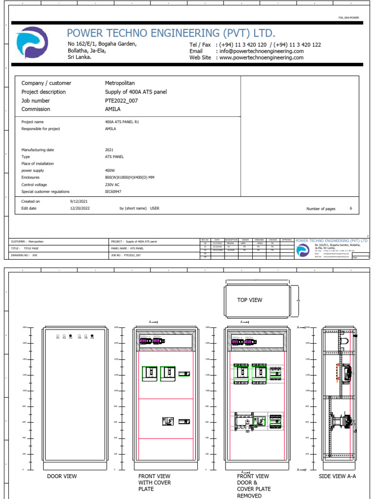 400A ATS PANEL As Built | PDF | Power Engineering | Electronics