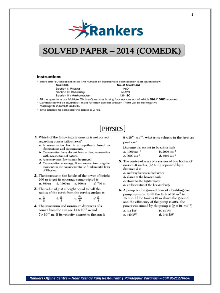 COMEDK Solved Paper 2014 | PDF | Religion & Spirituality