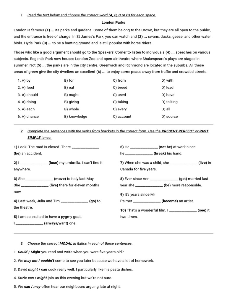 Review Exercises b1 | PDF | Perfect (Grammar) | Linguistics