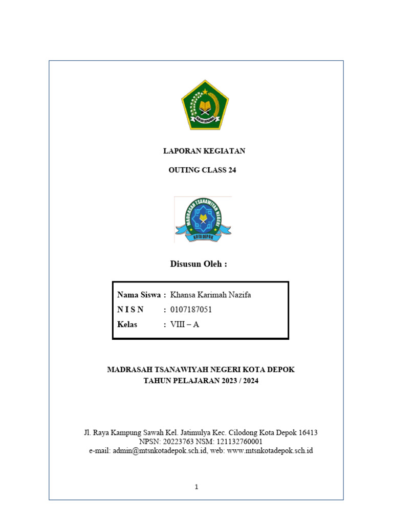 Format Laporan Outing Class Ke Yogyakarta-Cirebon | PDF