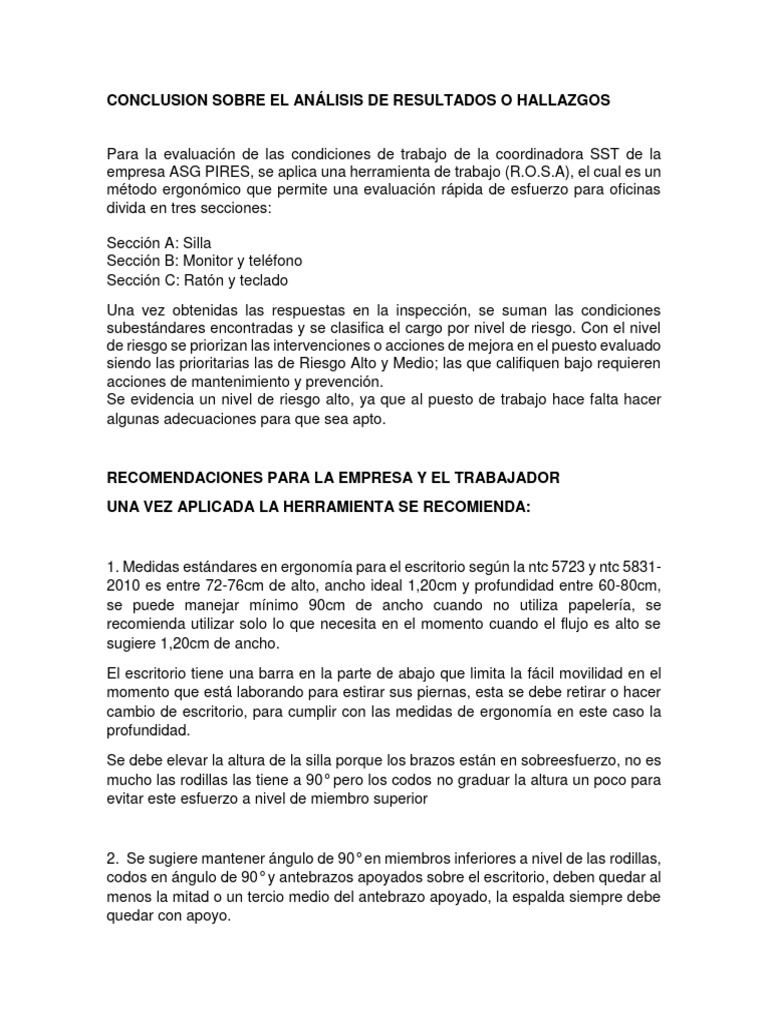 Conclusion Sobre El Análisis de Resultados o Hallazgos. 3 | PDF ...
