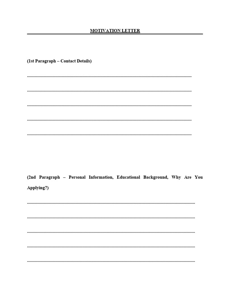 Motivation Letter (Template) | PDF | Business