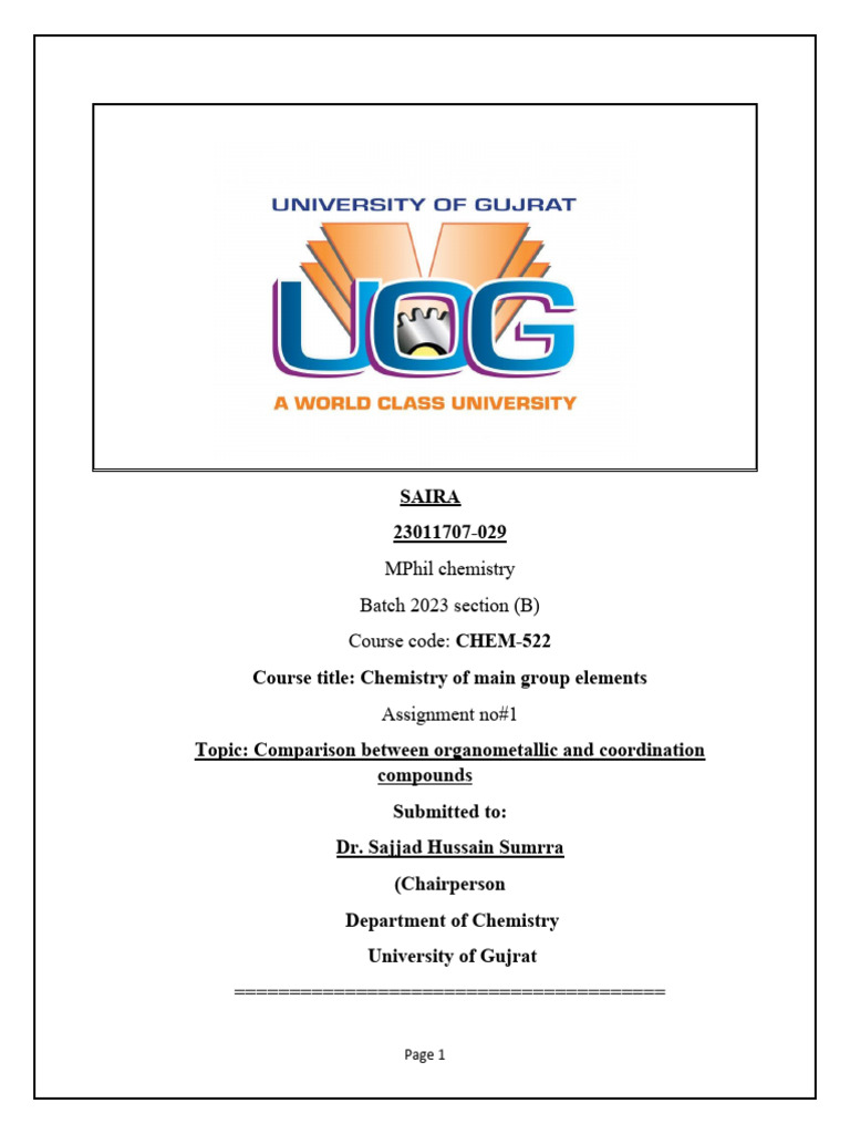 Comparison Between OMC and Coordination Compounds | PDF | Coordination ...