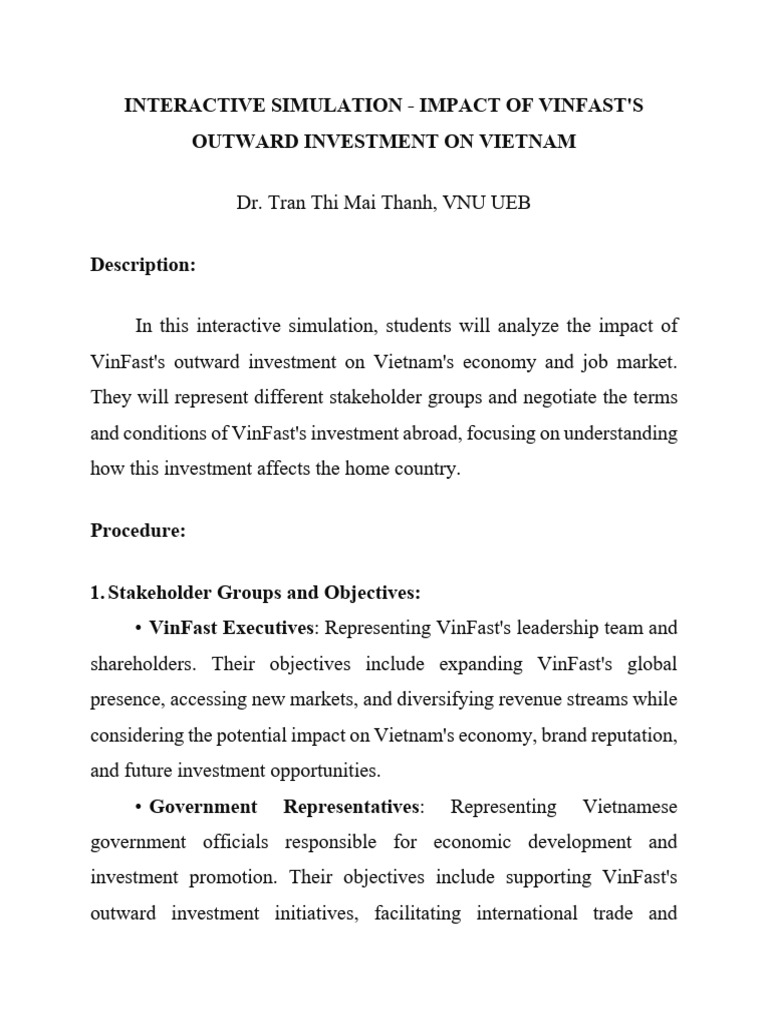 Vinfast Interactive Simulation | PDF | Negotiation | Market (Economics)