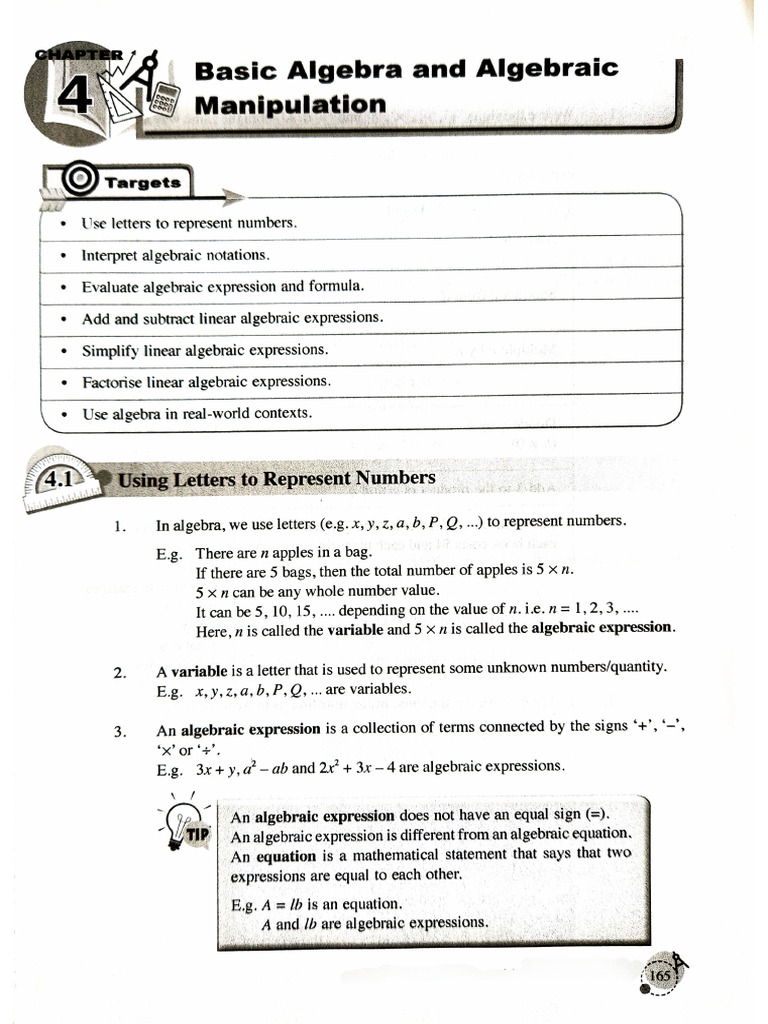 S1 - C4 - Basic Algebra and Algebraic Manipulation | PDF