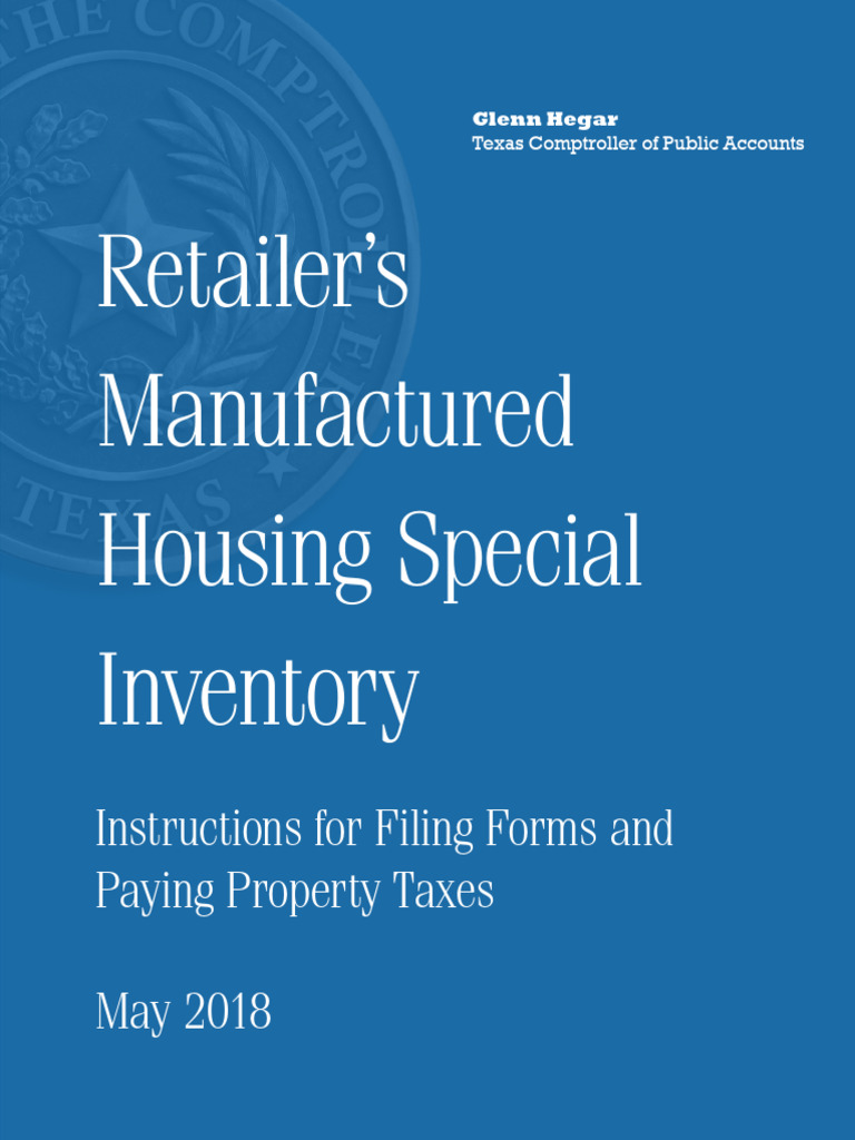 96-559 Texas Retailer MFG Housing SIT Tax | PDF | Taxes | Property Tax
