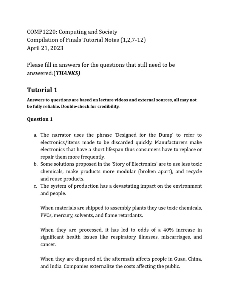 Comp1220 Tutorial Finals | PDF | World Wide Web | Internet & Web