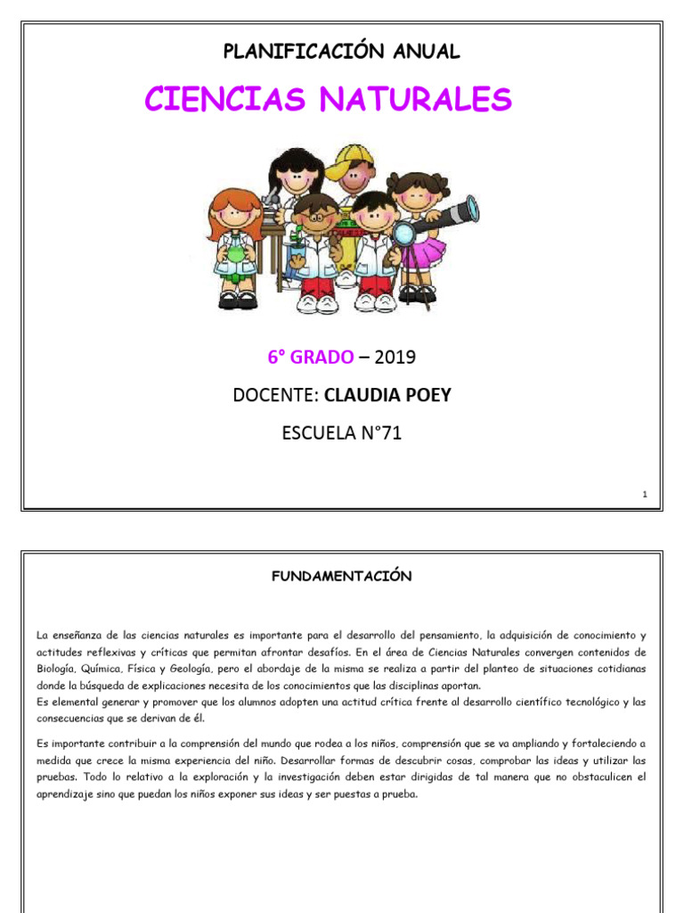 Planificación Anual CS Naturales 6° | PDF | Organismos | Clima