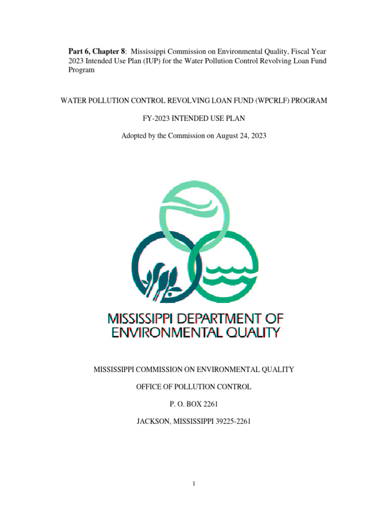 MDEQ Intended Use Plan | PDF | Loans | Clean Water Act