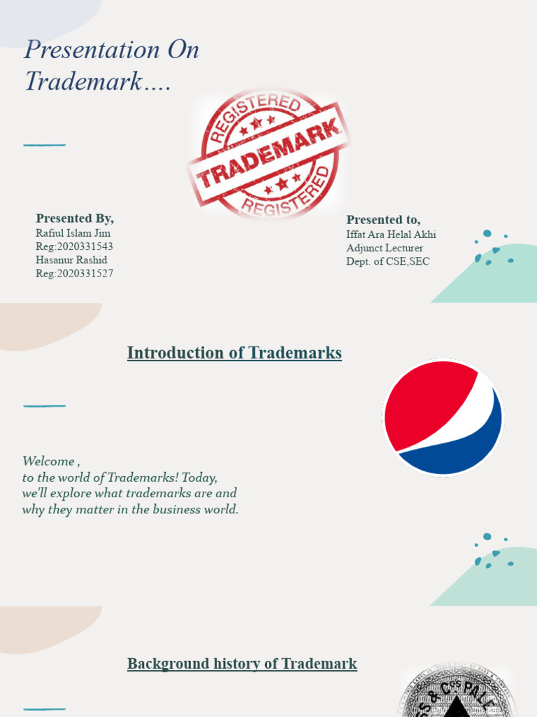 Presentation Slide On TradeMark | PDF | Trademark | Intellectual Property
