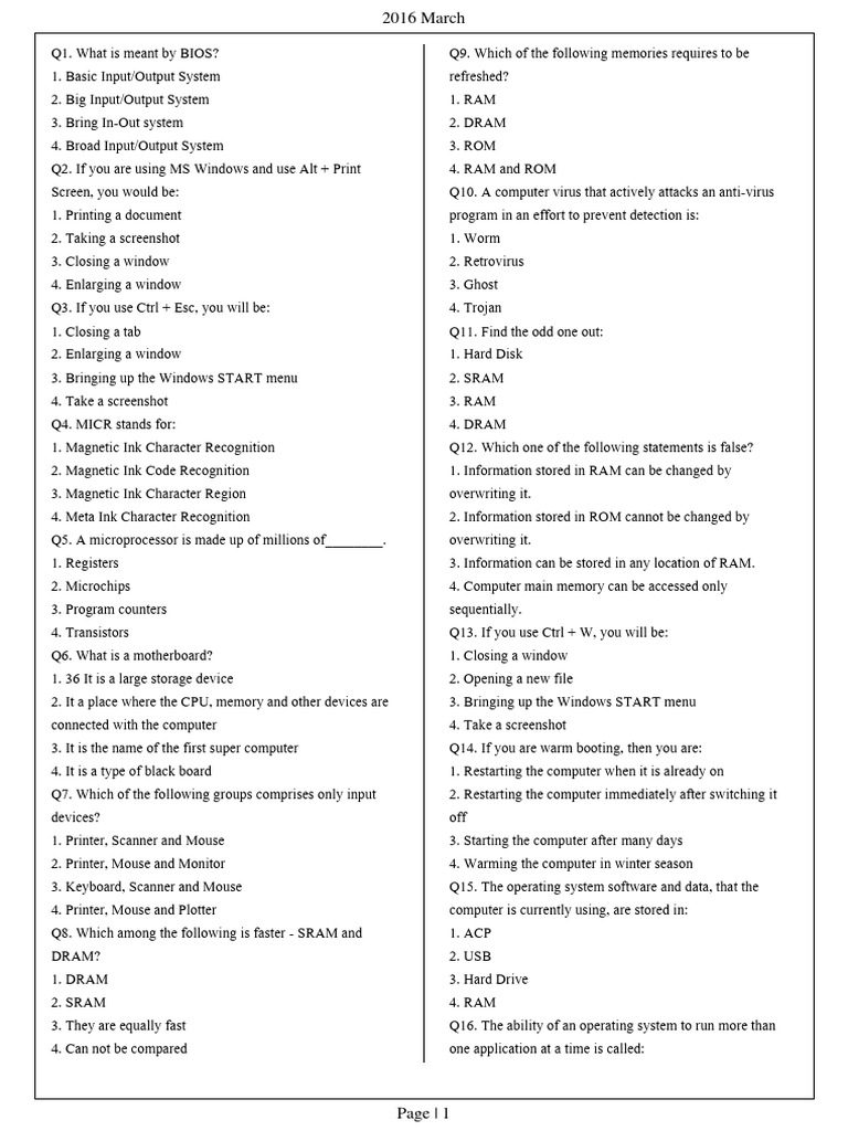 2016 March | PDF | Operating System | Random Access Memory
