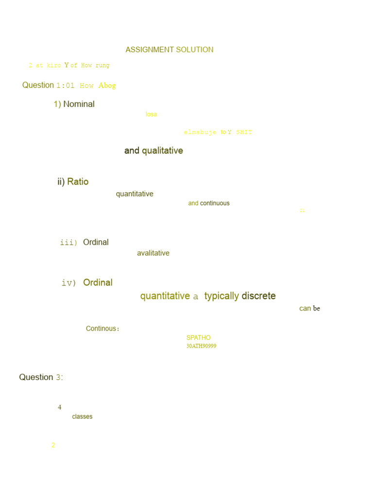 A1 Solution | PDF | Level Of Measurement | Probability And Statistics