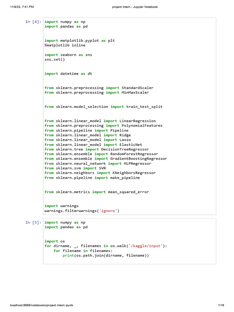 Project Intern Jupyter Notebook Pdf Linear Regression Teaching 0124