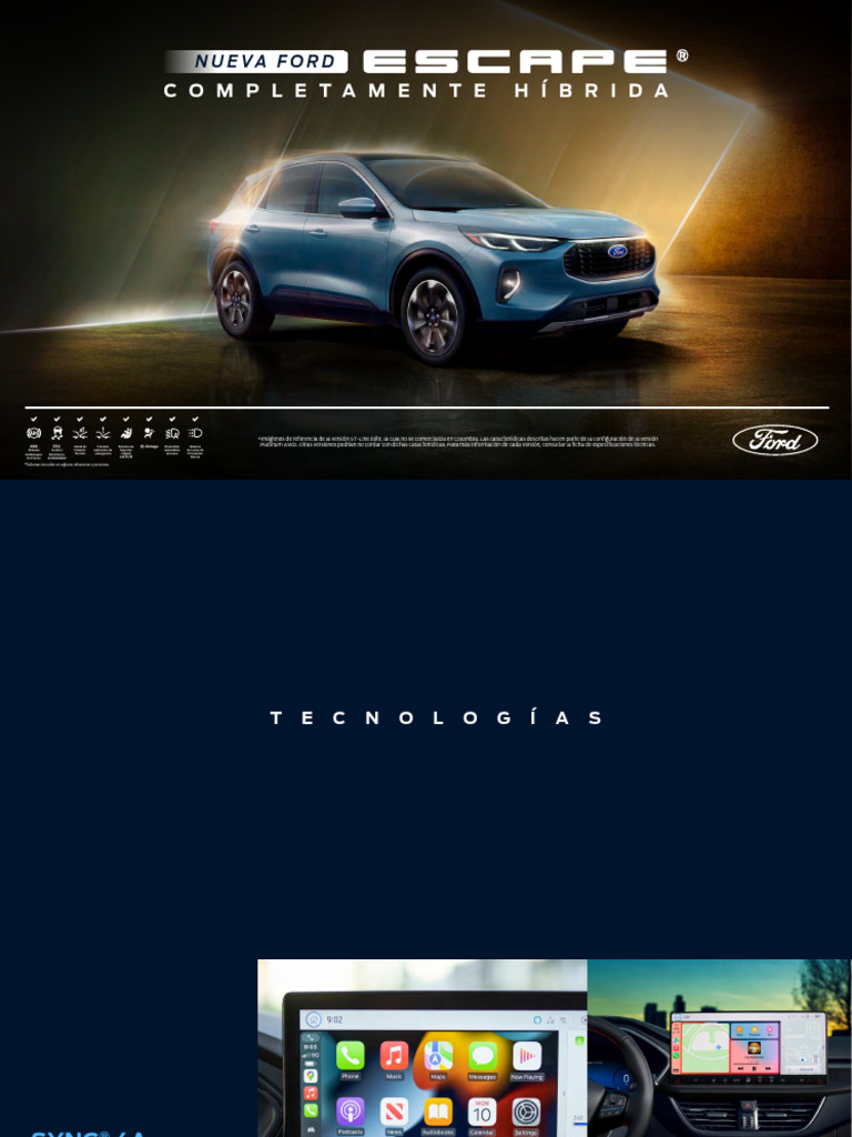 Fco Escape Hev Ficha Tecnica | PDF | Vehículo híbrido | Tracción en las ...