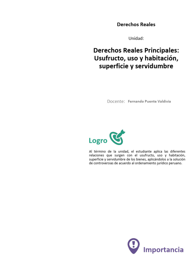 U4 - S6 - Derechos Reales Principales Usufructo Uso y Habitación ...