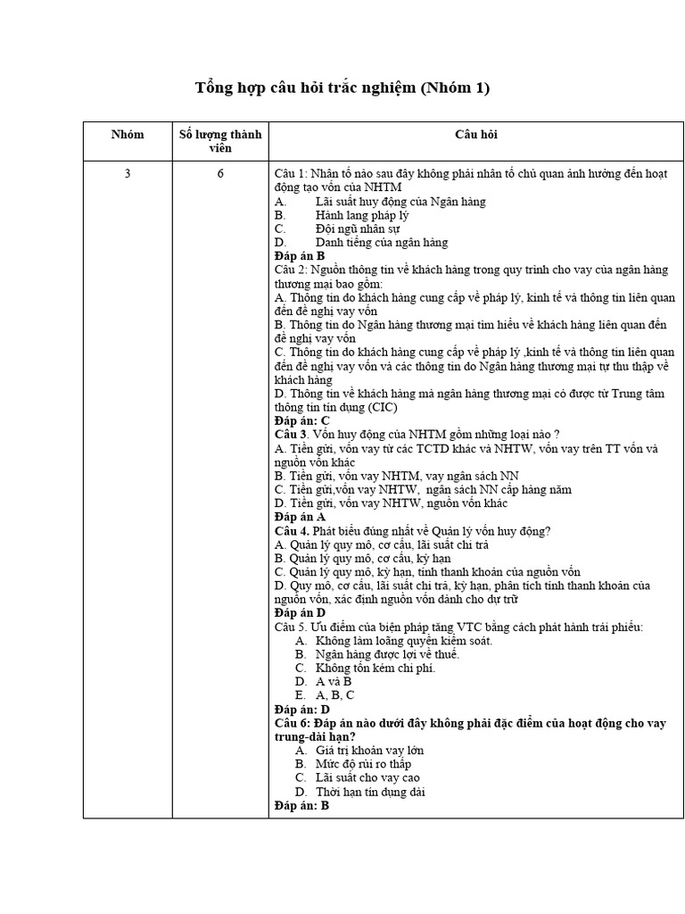NHTM - câu hỏi trắc nghiệm chương 3 | PDF