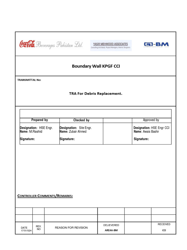 TRA DEBRIS REPLACEMENT. (1) - Removed | PDF | Risk | Workplace