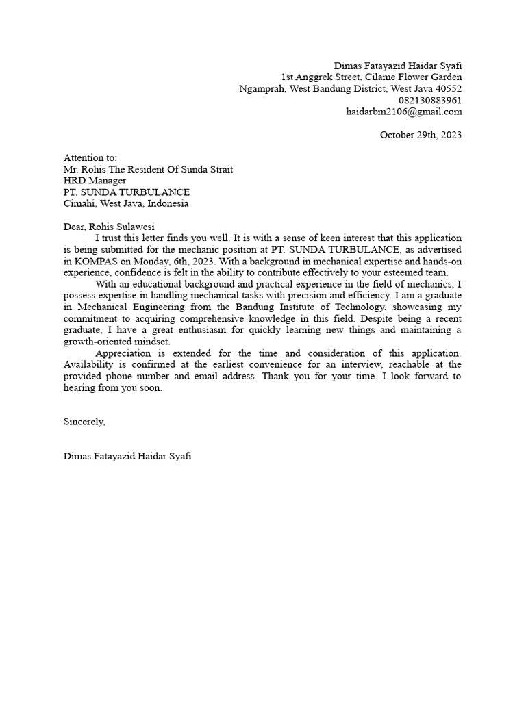 Application Letter Dimas (REMAKE) | PDF