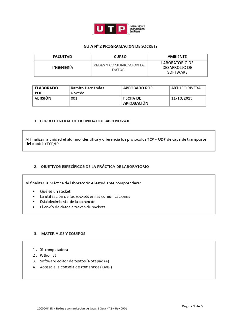 100000i41n-Guia N°2-Labdessf01-Programacion de Sockets | PDF | Protocolo de Control de ...