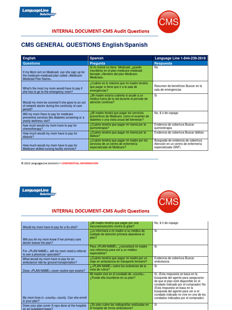 CMS-General Audit Questions English-Spanish 02232023 1706142232 | PDF ...