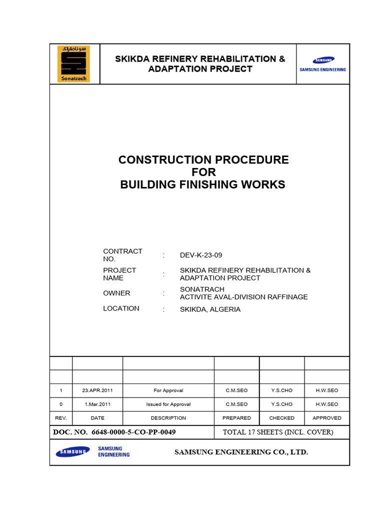 Building Finishing Works Procedure | PDF | Concrete | Flooring
