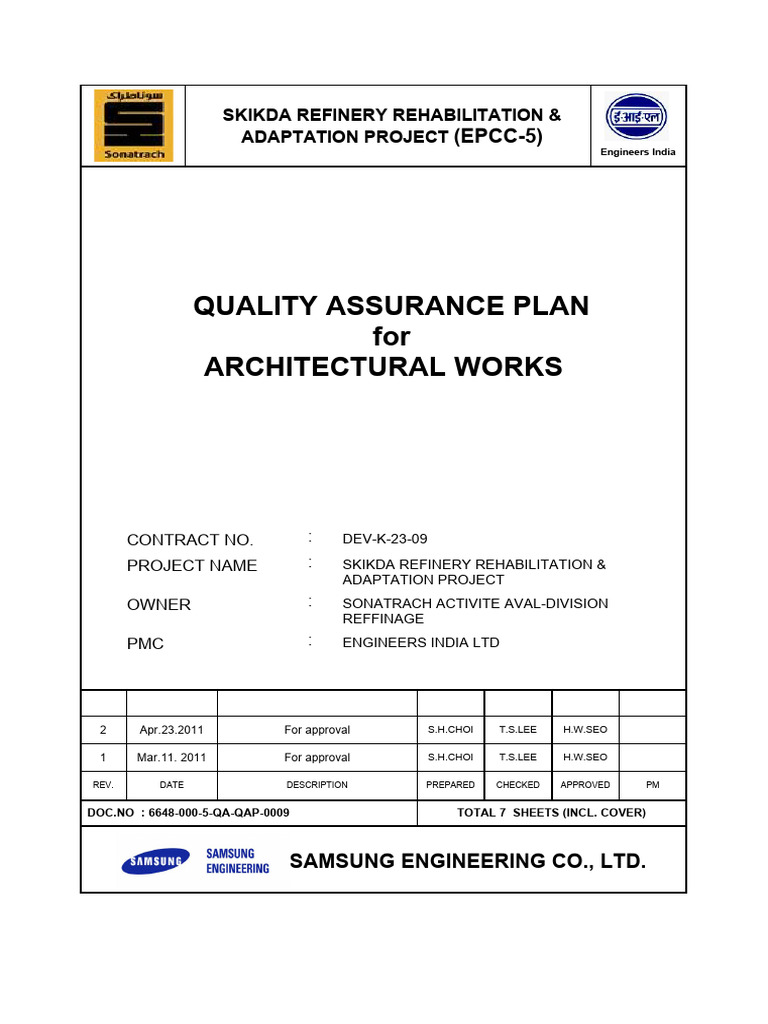Skikda Refinery QA Plan | PDF | Building Engineering | Building Materials
