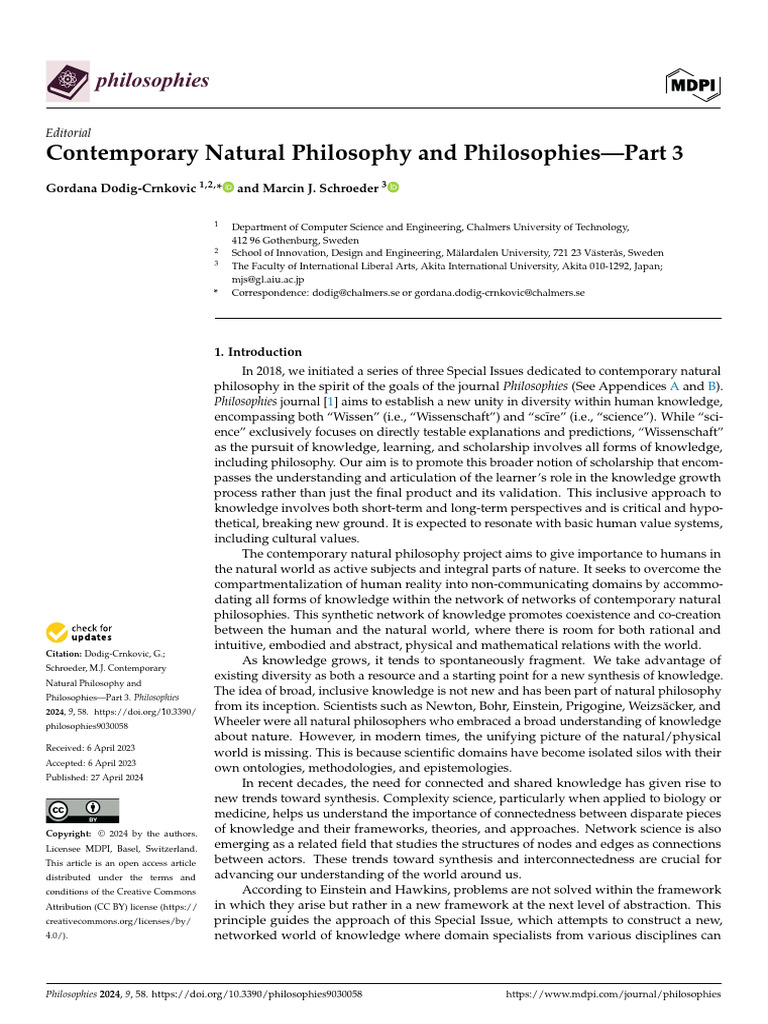 Contemporary Natural Philosophy and Philosophies-Part 3 | PDF | Science ...
