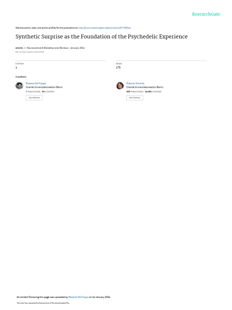 Synthetic Surprise As The Foundation of The Psychedelic Experience ...