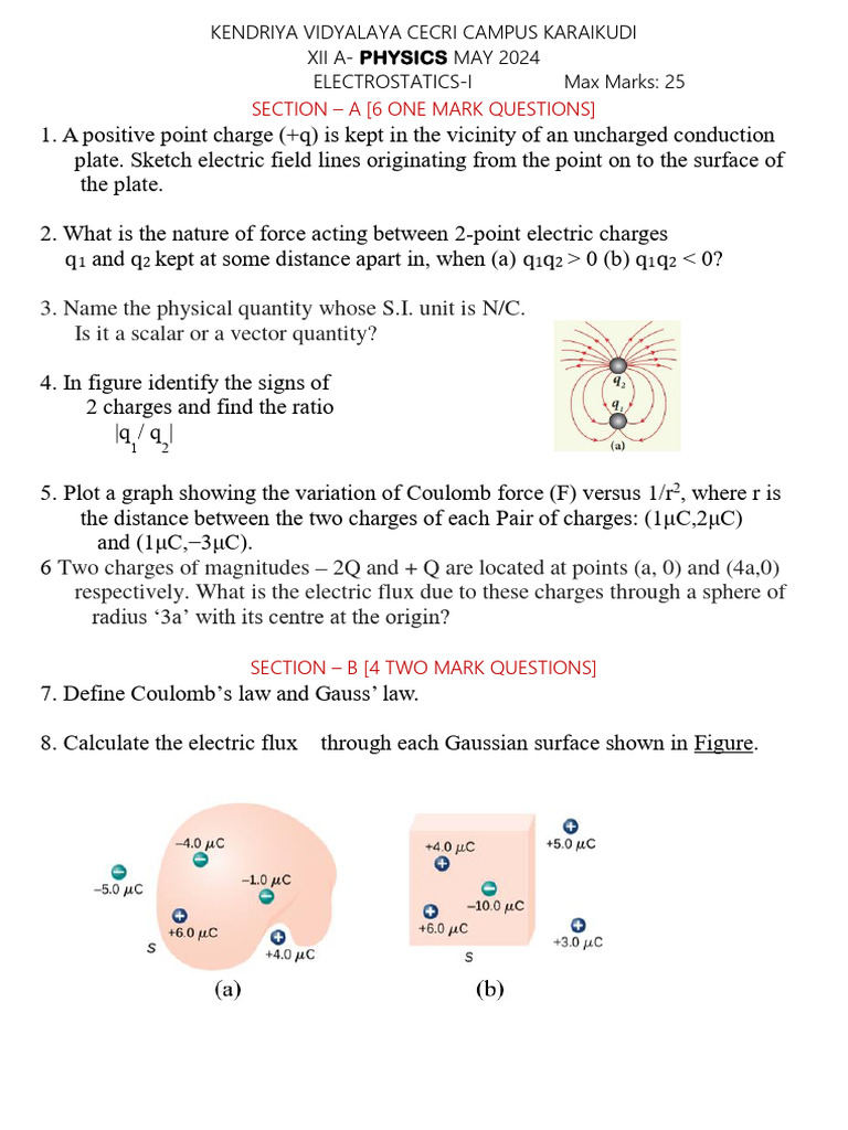 May - 24 Assignment-1, Electrostatics-I | Download Free PDF | Applied And Interdisciplinary ...
