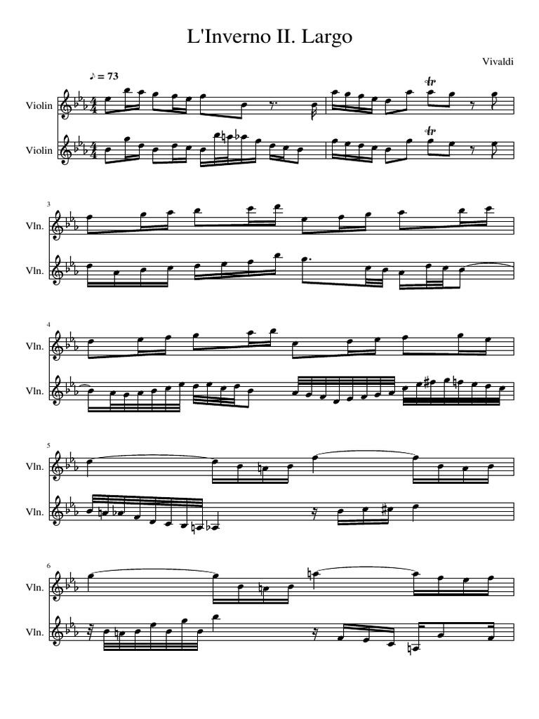 Vivaldi Winter Largo Violin Duet | PDF