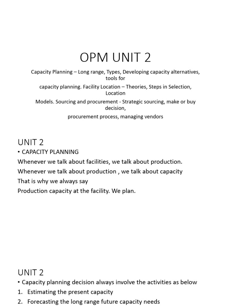 Operations Management Unit 2 Updated | PDF | Procurement | Request For ...