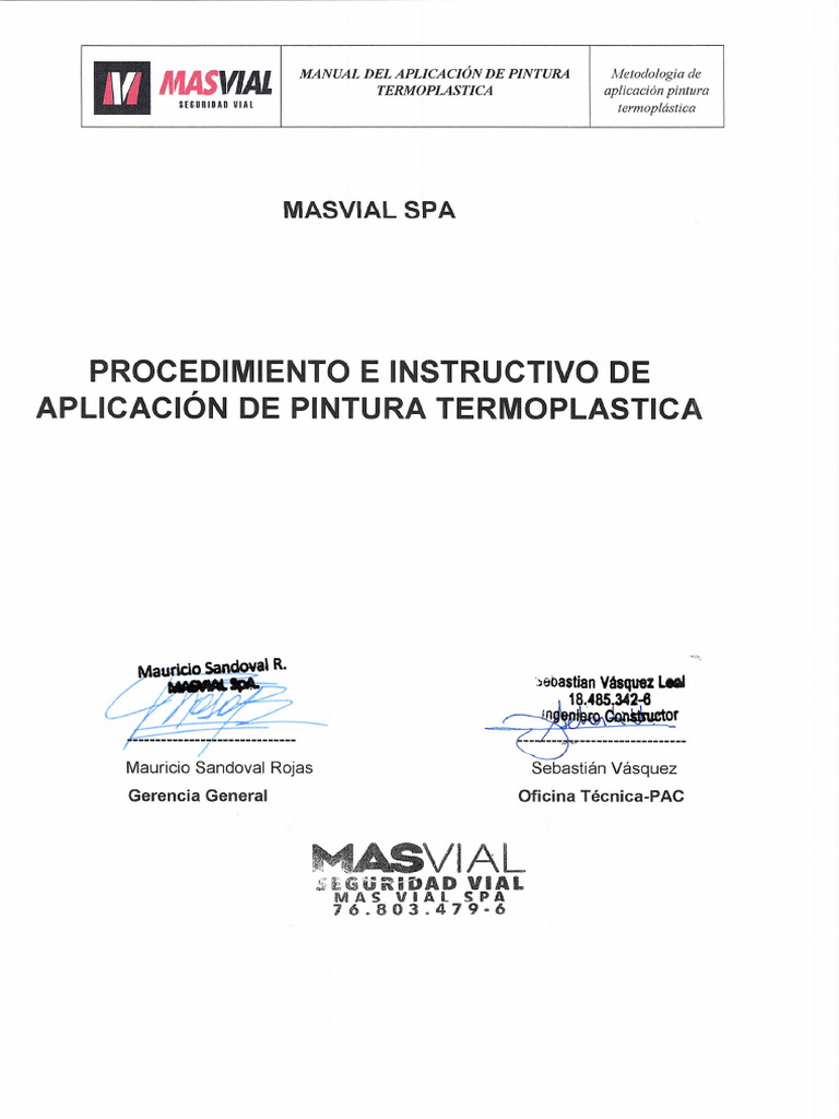 Procedimiento Instructivo Aplicación de Pintura Termoplastica | PDF ...