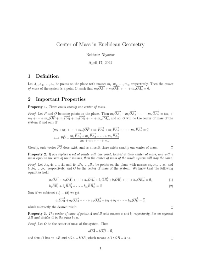 Center of Mass in Isosceles Triangles | PDF | Triangle | Euclidean ...