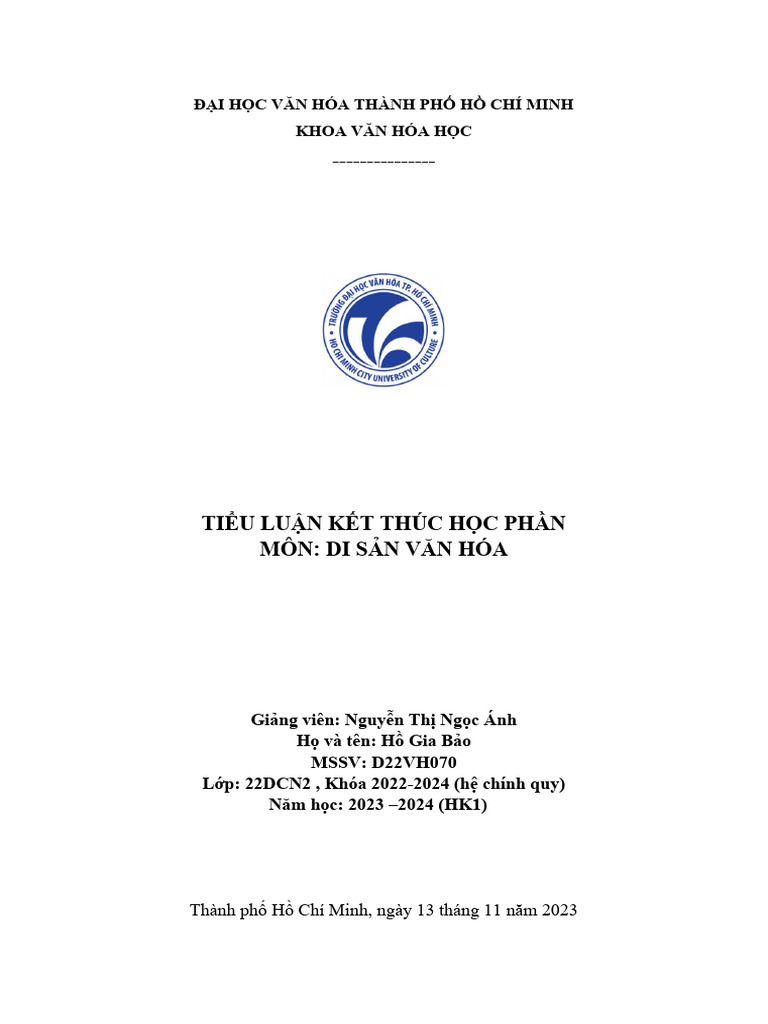 Tiểu luận dsvh | PDF