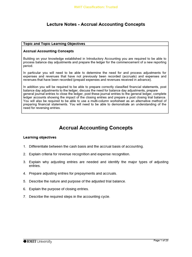 Topic 3 Lecture Notes - Accrual Accounting | PDF | Debits And Credits ...