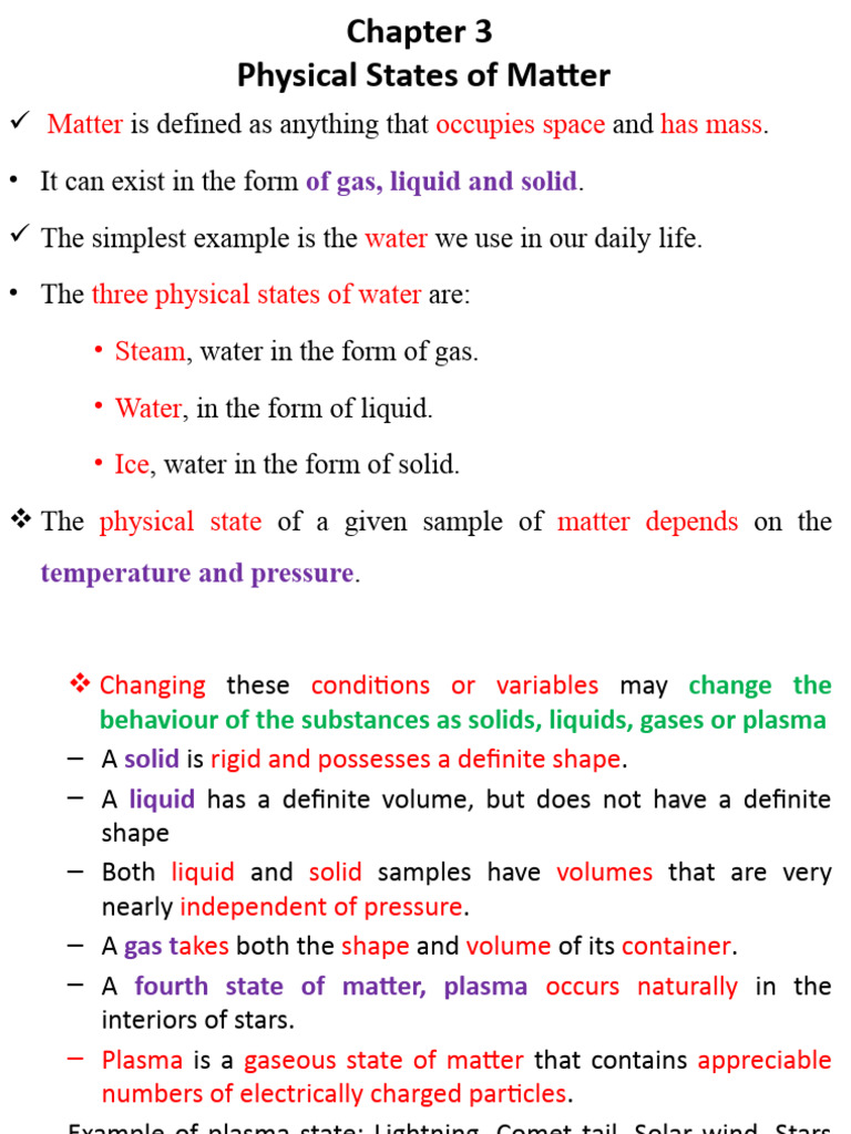 CHP3 Hysical States of Matter | PDF | Gases | Intermolecular Force