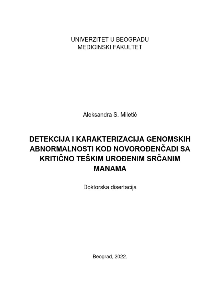 Doktorska Disertacija Aleksandra Miletić | PDF