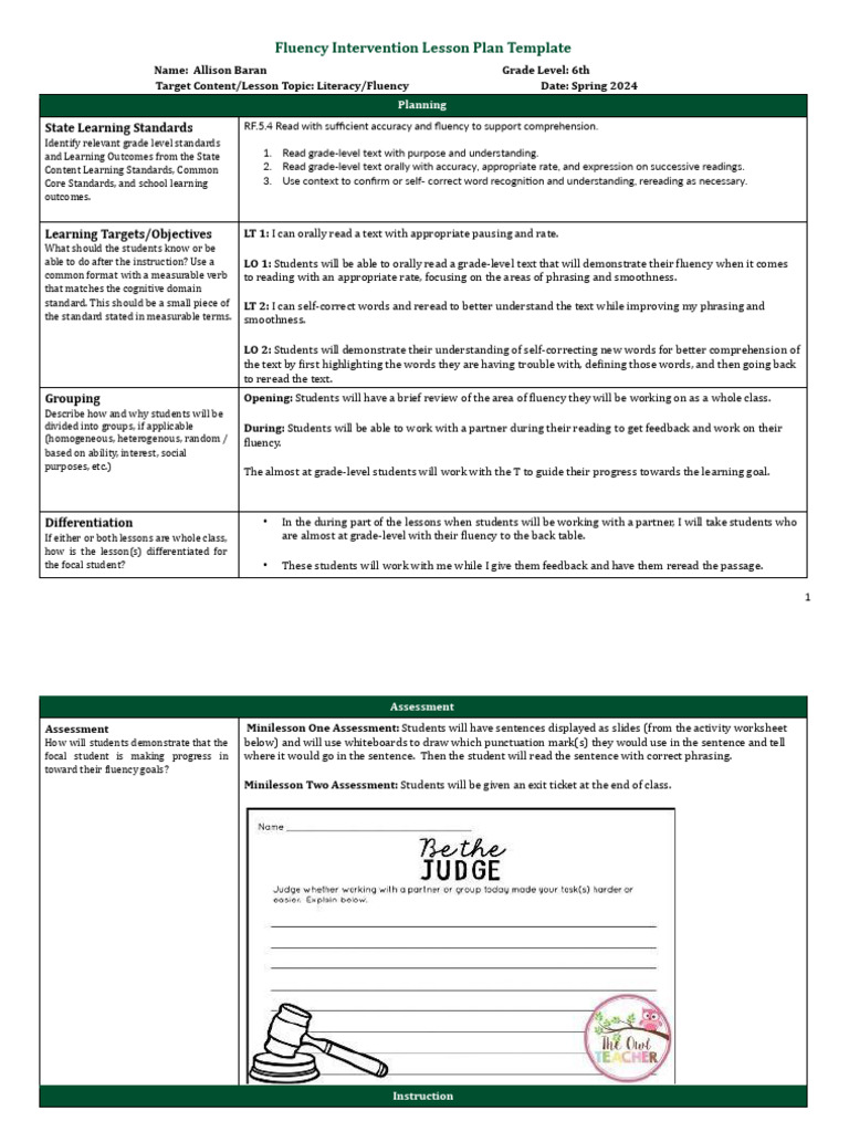 fluency assignment | PDF | Fluency | Reading Comprehension