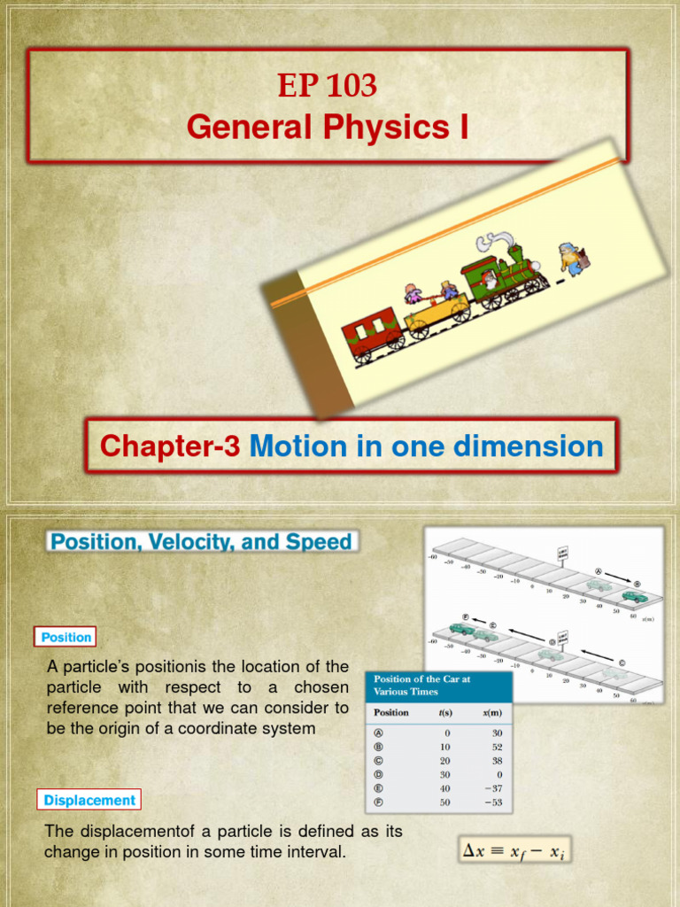 Ch3 - Motion in 1D | Download Free PDF | Velocity | Acceleration